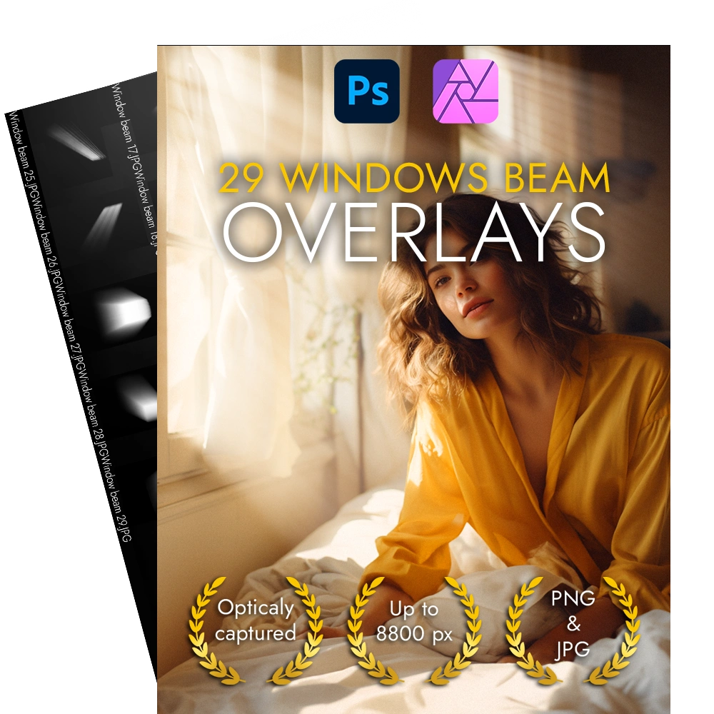 29 Windows light beams overlays (PNG & JPG)